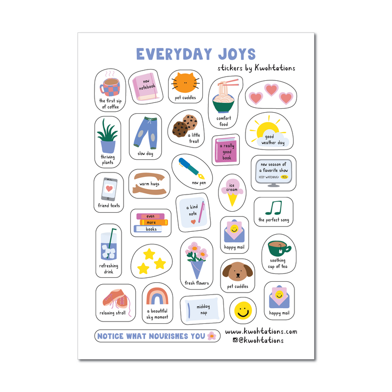 Everyday Joys Sticker Sheet - Transparent Planner Stickers – Kwohtations