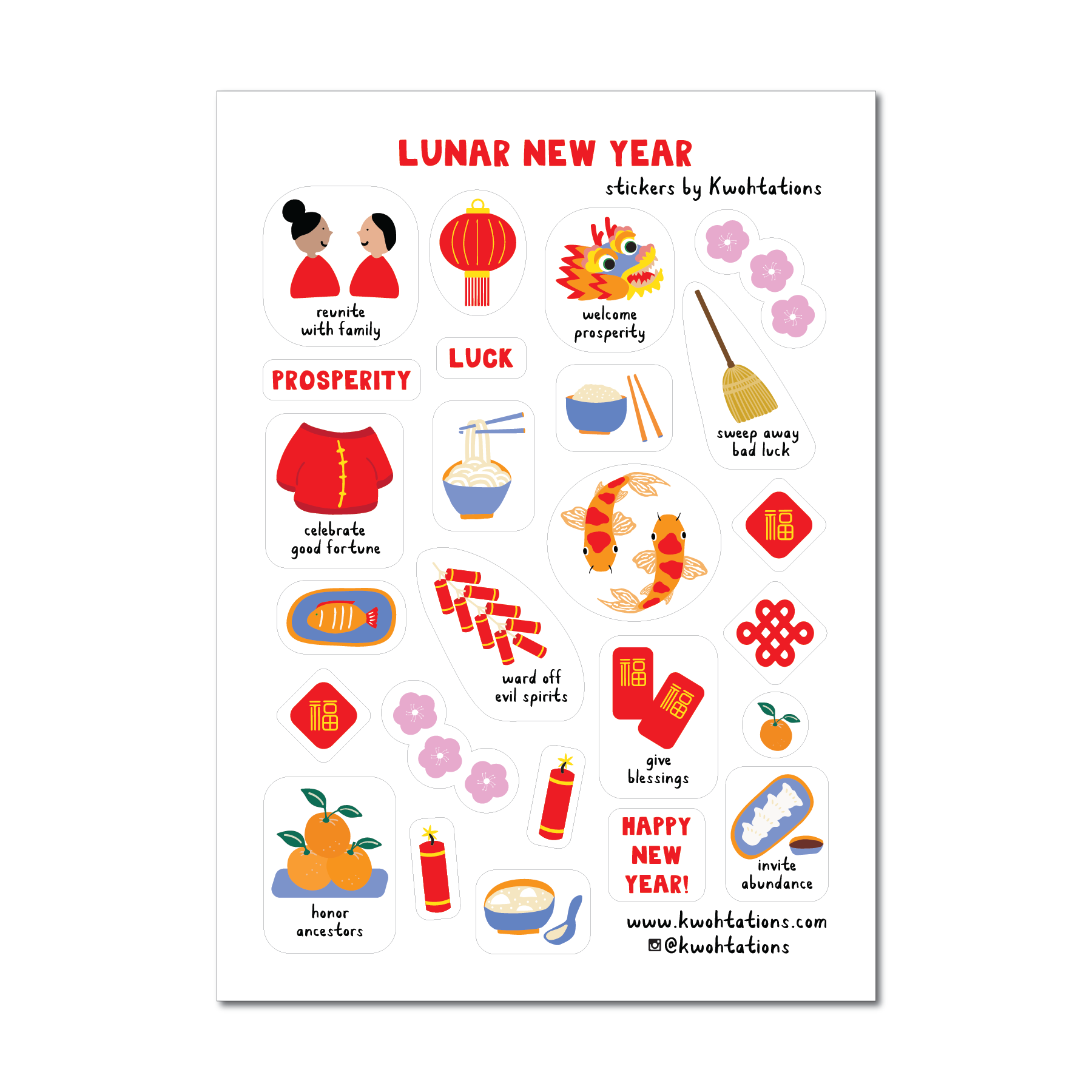 Lunar New Year - Transparent Planner Sticker Sheet – Kwohtations