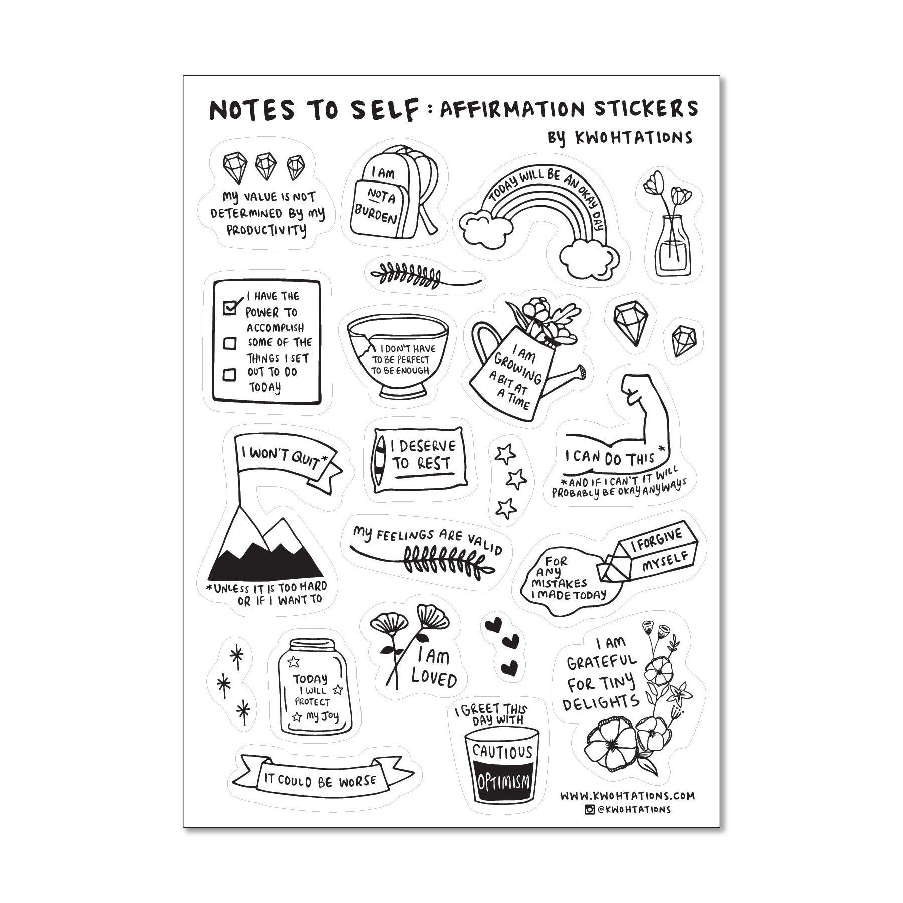 Self Care Sticker Sheet Variety Pack! – Kwohtations