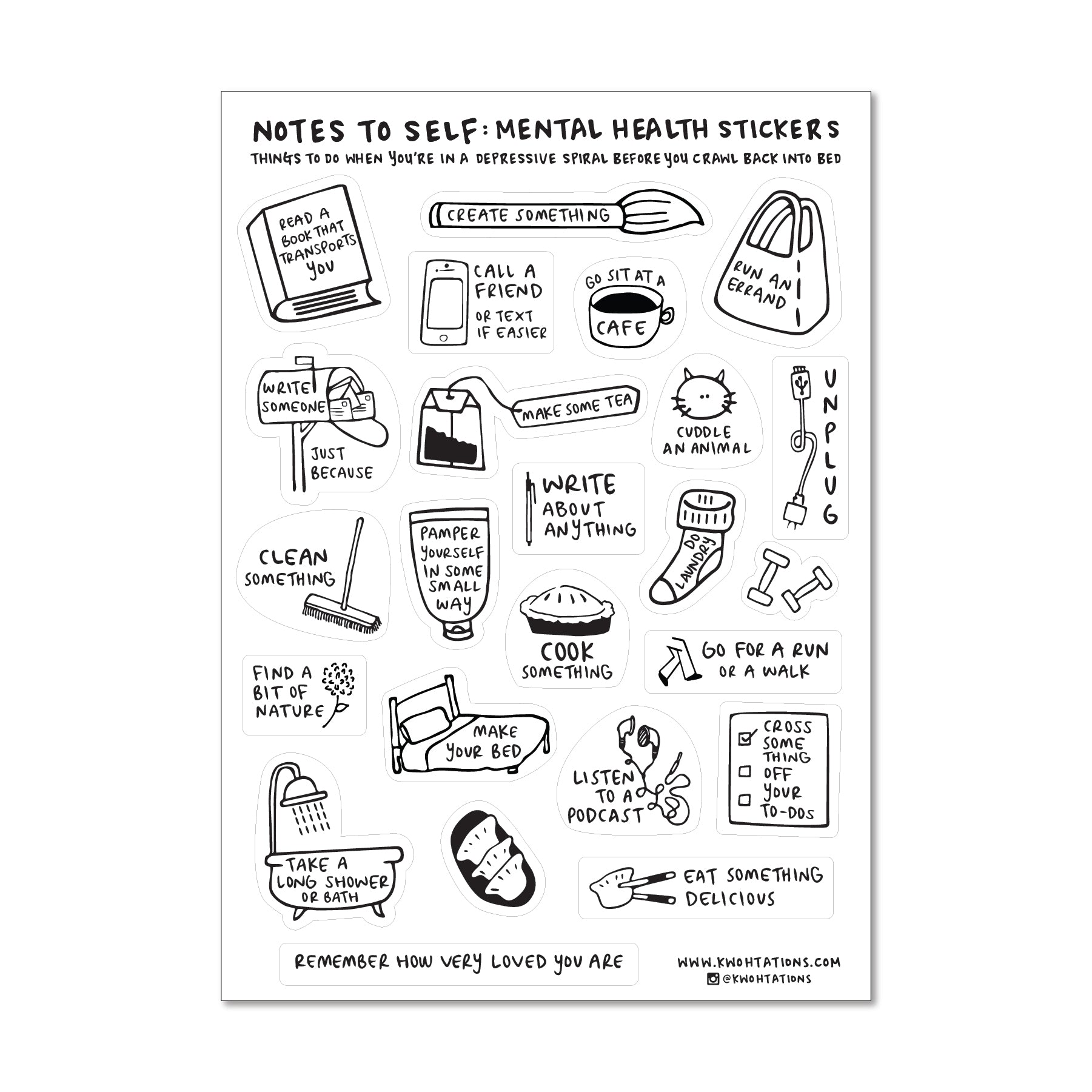Self Care Sticker Sheet Variety Pack! – Kwohtations