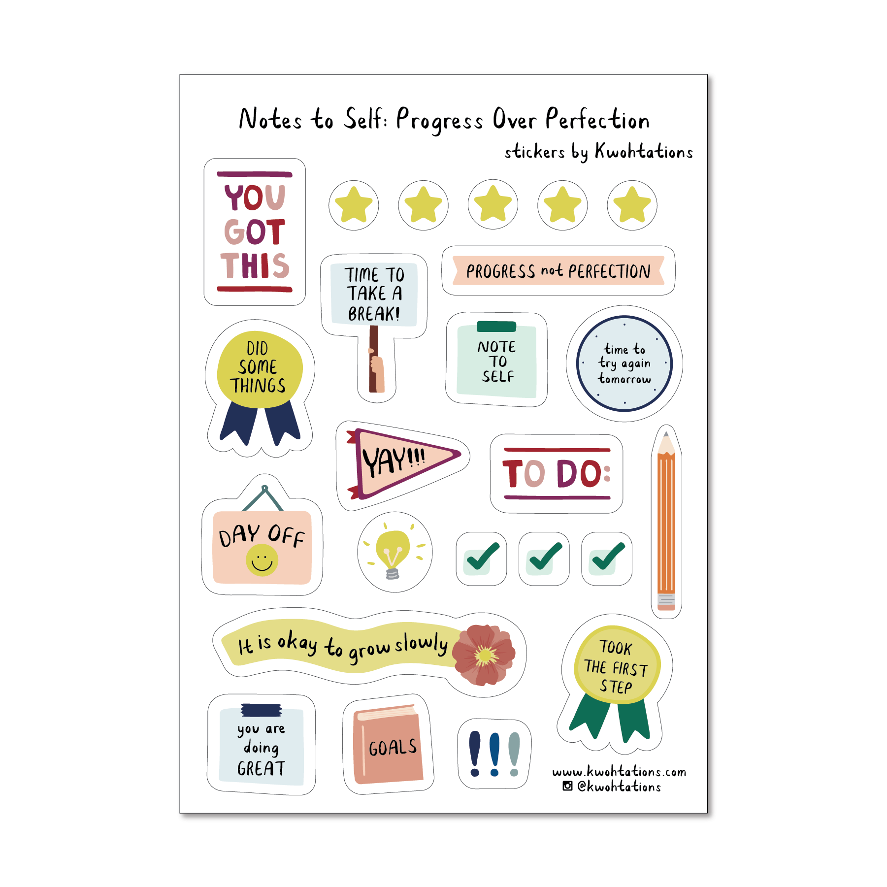 Progress Over Perfection Sticker Sheet – Kwohtations