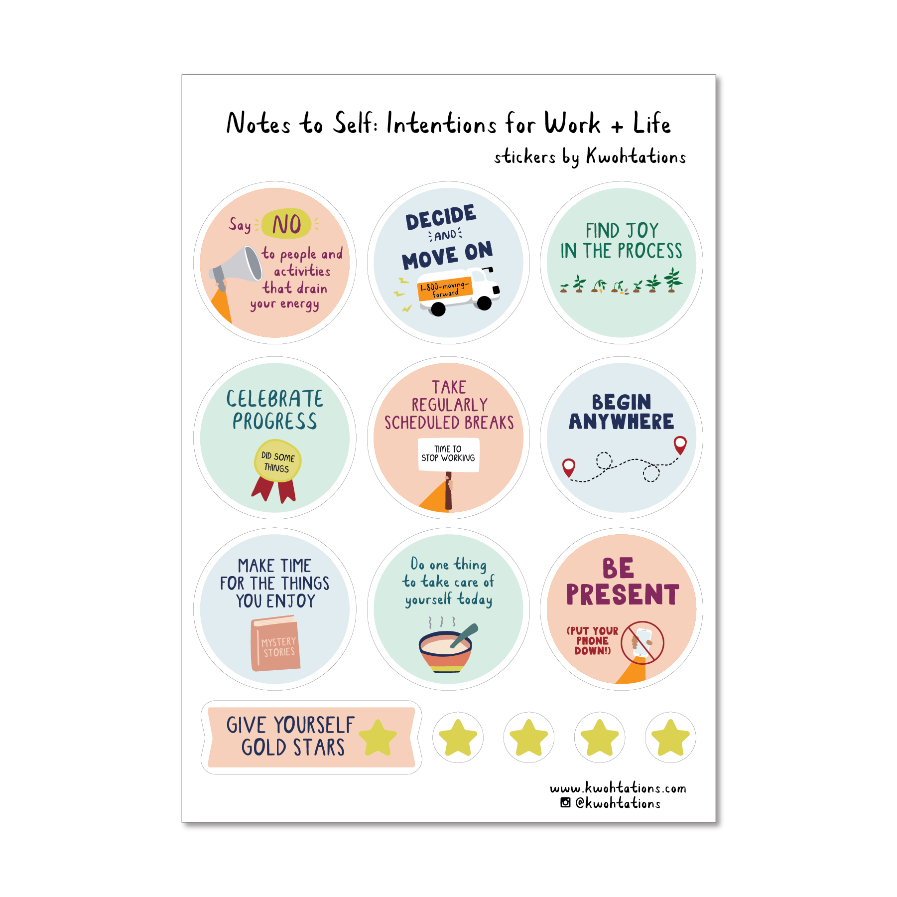 Intentions for Work + Life Sticker Sheet – Kwohtations