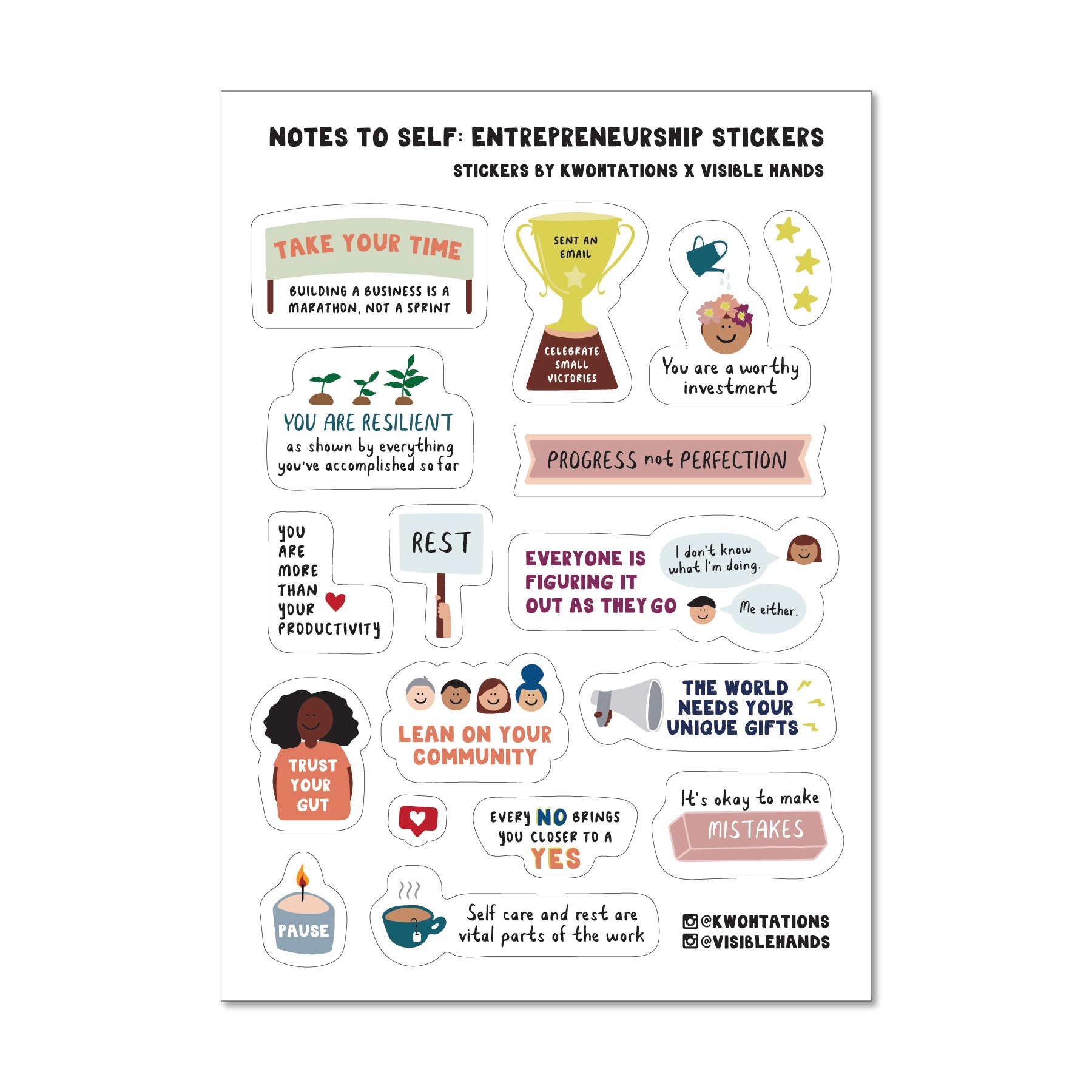 Affirmations for Entrepreneurs Sticker Sheet – Kwohtations